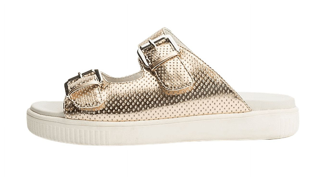 Jane and the Shoe JOEY Slide Sandal Rose Gold Buckle Leather Slip On ...