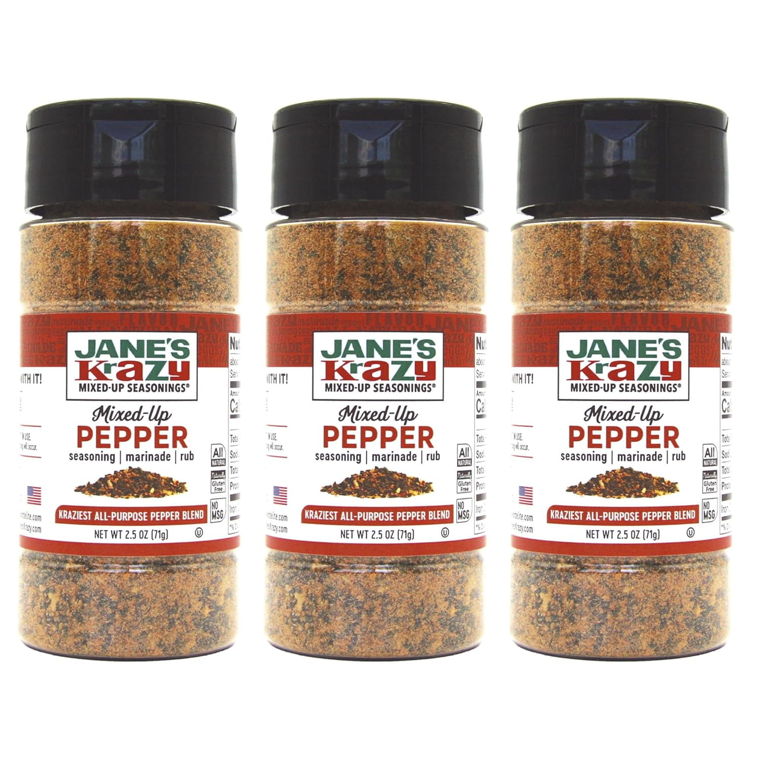 Jane's Krazy Mixed-Up Pepper Seasoning Blend, 3 Pack, 2.5 oz per ...