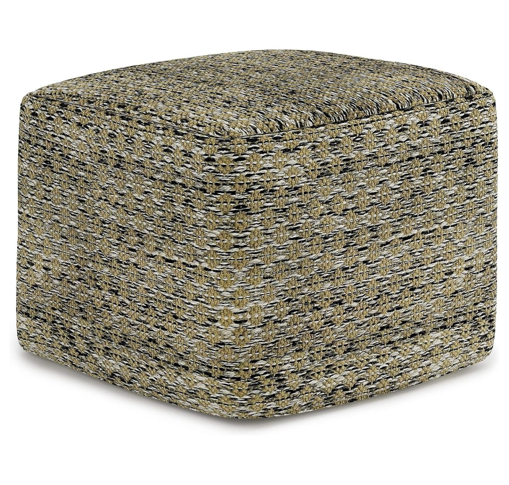 Janelle Boho Square Woven Outdoor/ Indoor Pouf in Multi Color Recycled ...