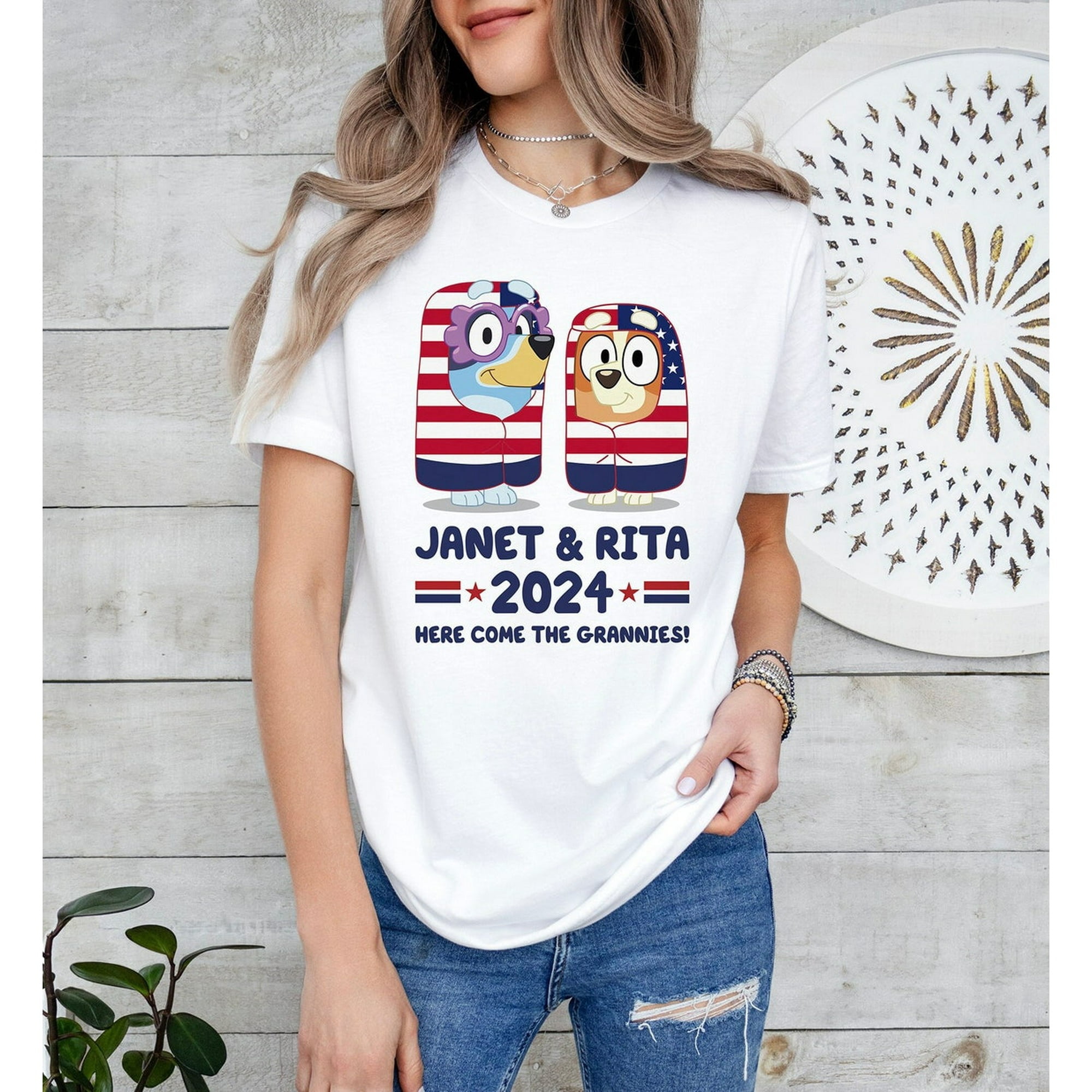 Janet And Rita 2024 Election Shirt, Bluey Lovers Tee, Here Come The ...