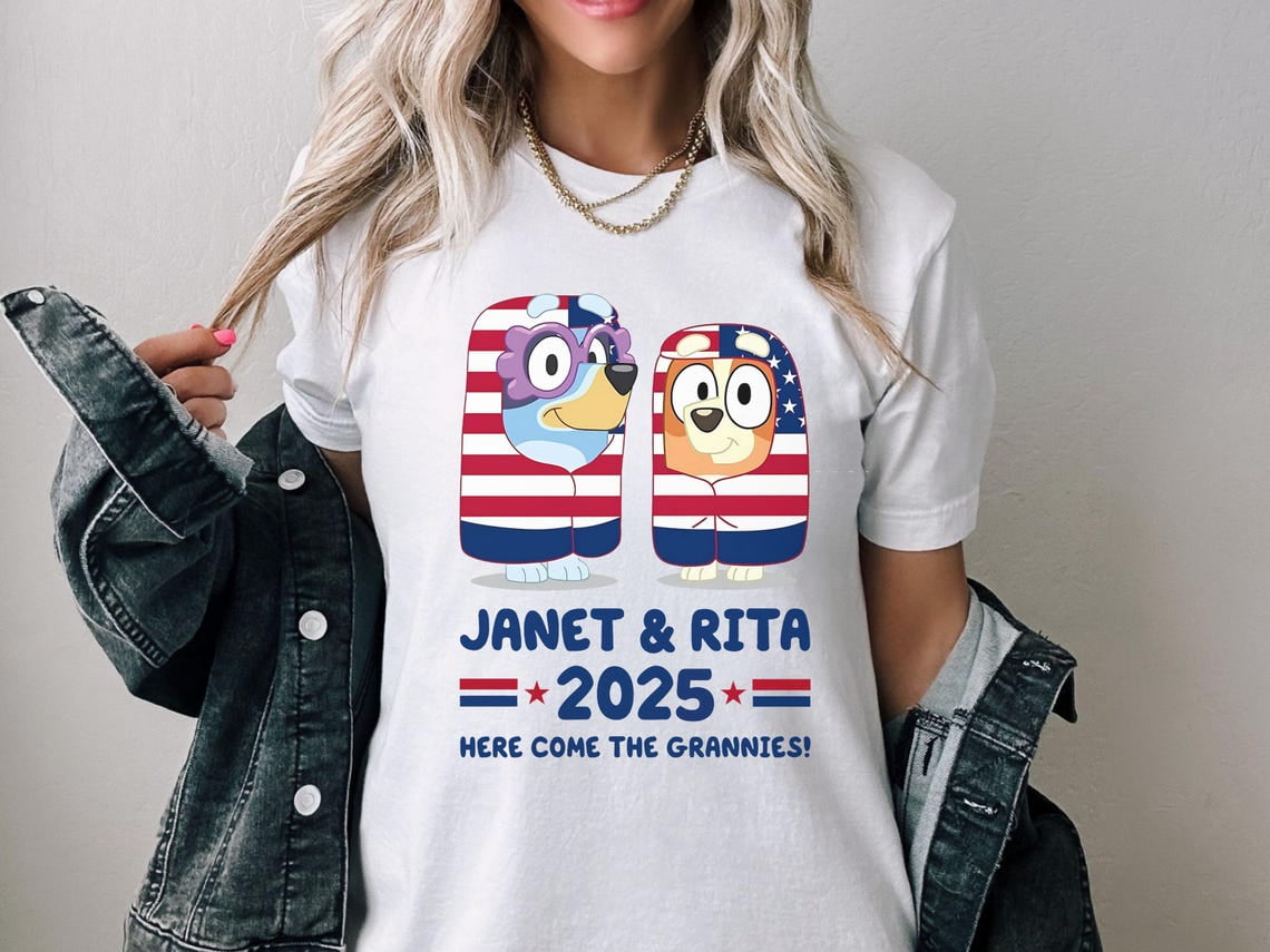 Janet And Rita 2025 Shirt, Here Comes the Grannies Shirt, Blue Shirt ...