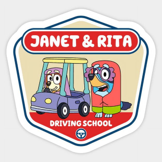 Janet And Rita Driving School, Bluey Grannies Sticker Phone Decal Water ...