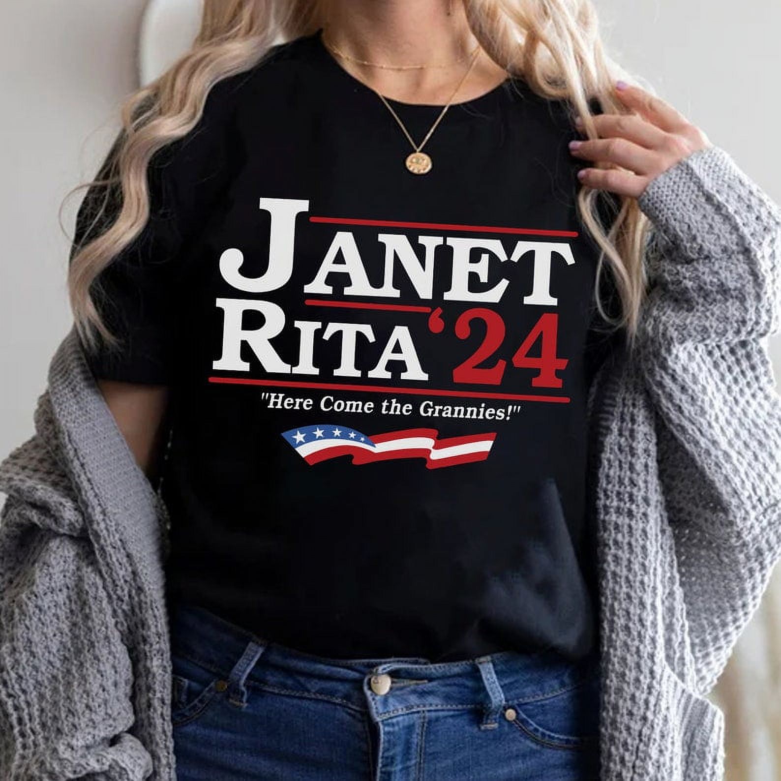 Janet And Rita for President 2024 Here Come The Grannies Shirt, Election 2024 Shirt, Bluey 2024 ...