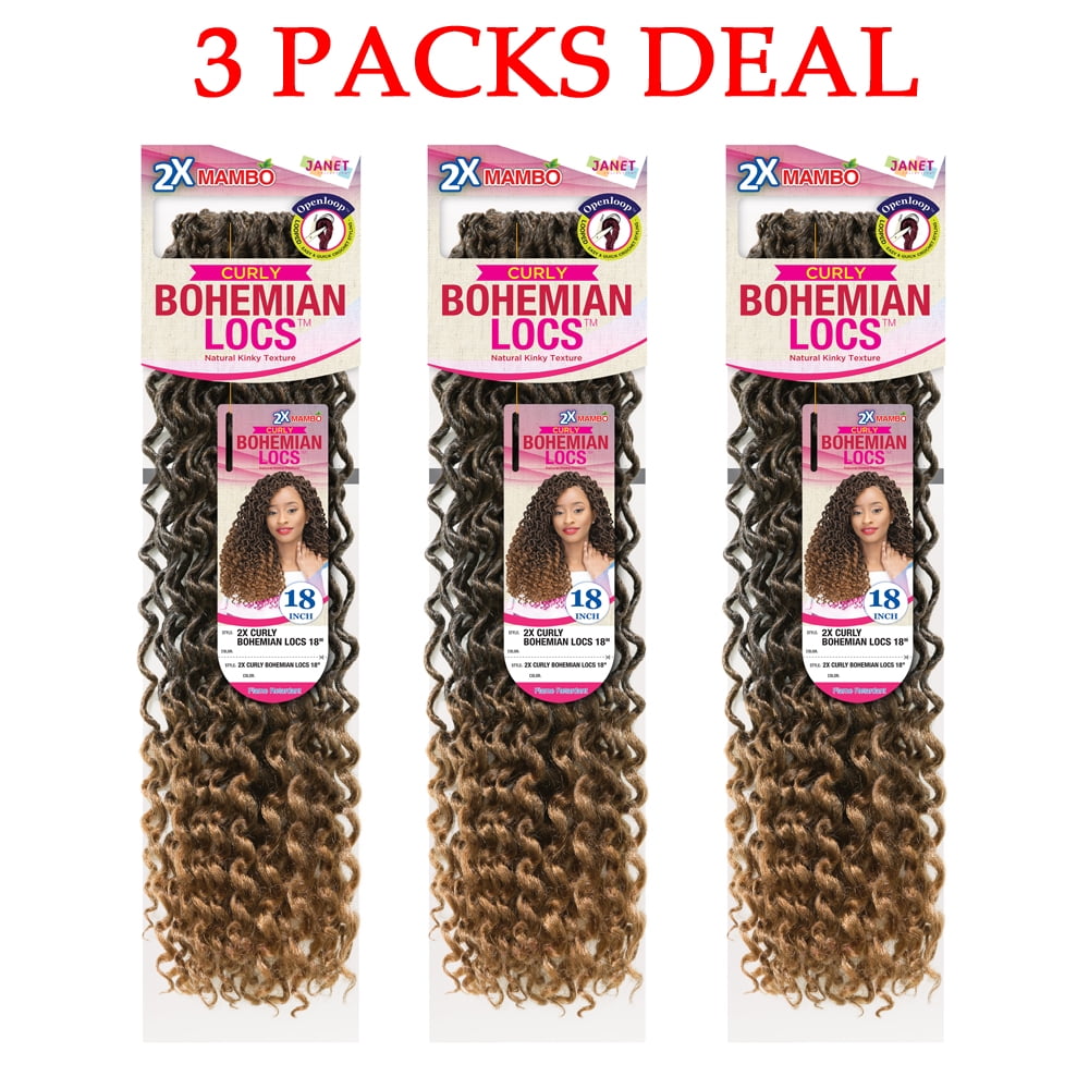 Janet Collection Mambo Synthetic Hair Crochet Braid 2x Bohemian Locs 18 ...