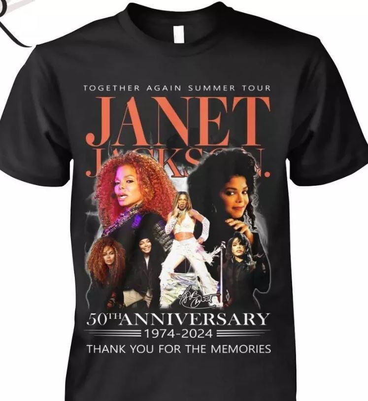 Janet Jackson 50Th Anniversary T-Shirt 1974 – 2024 Together Again- Fast ...