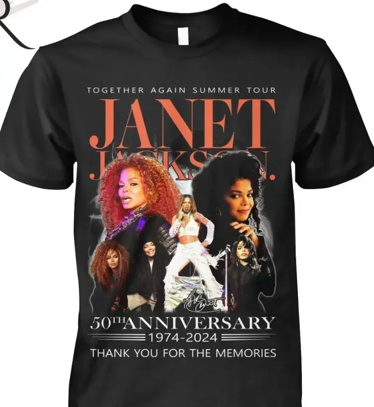 Janet Jackson 50th Anniversary 1974 2024 Together Again Summer Tour T ...