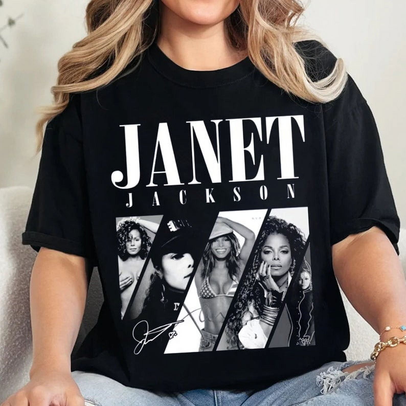 Janet Jackson Signature Shirt, 90s Vintage Janet Jackson T-Shirt, Black ...