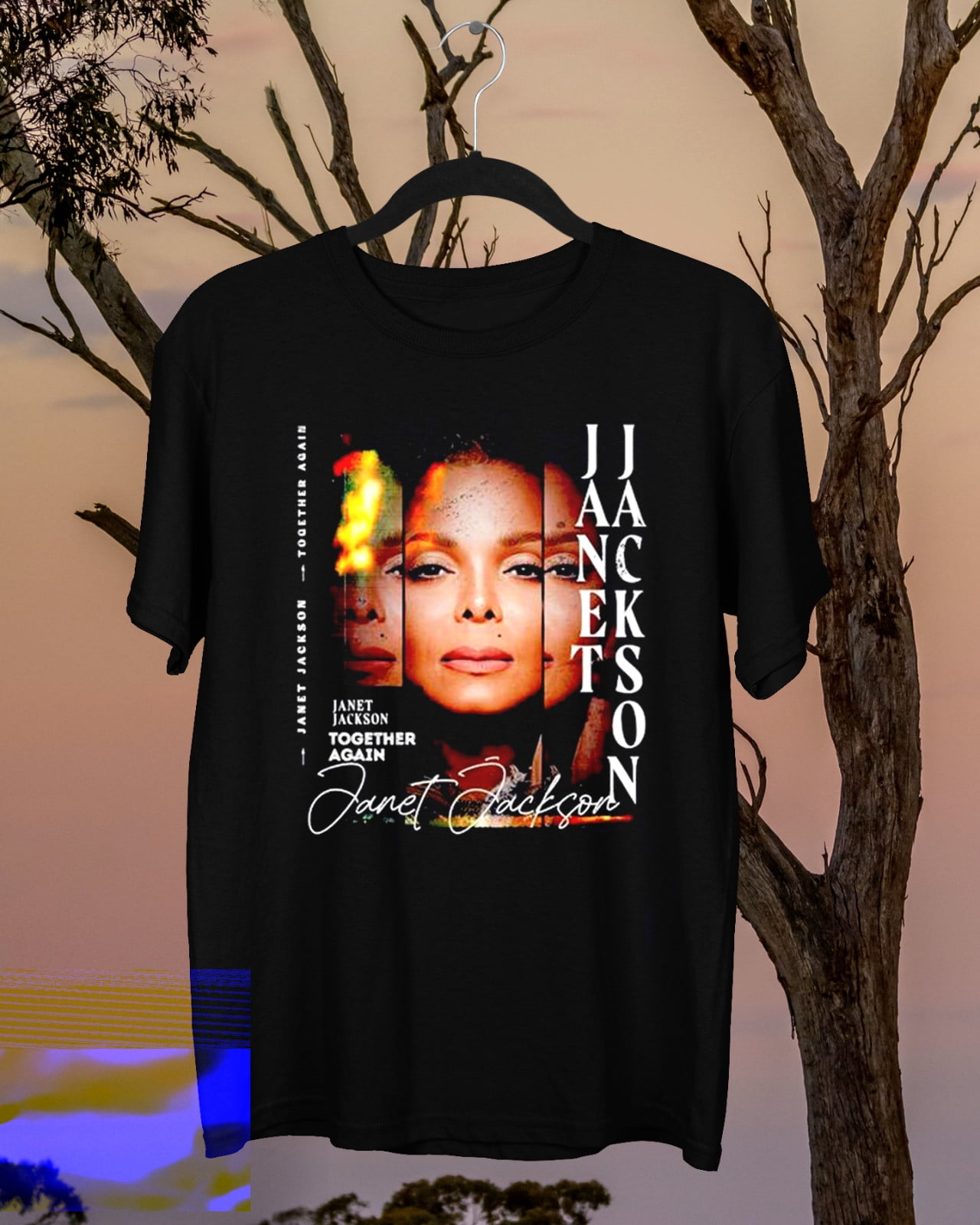 Janet Jackson Together Again Heavy Cotton Black Tee Shirt - Walmart.com