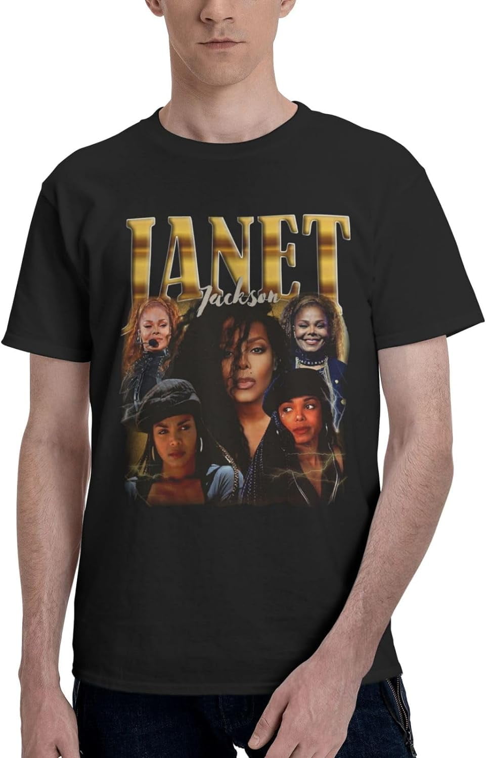 Janet Music Jackson Men's Basic Short Sleeve T Shirt Novelty 3D Printed ...