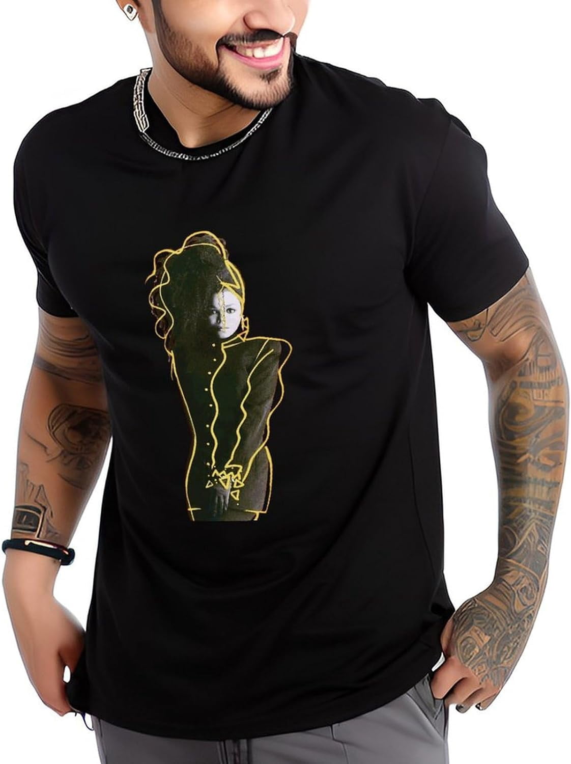 Janet Music and Jackson Mens Crew Neck Short Sleeve T-Shirt - Regular ...