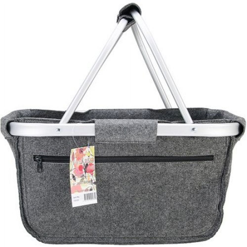 JanetBasket Charcoal Felt Aluminum Frame Basket-18" x 10" x 9-1/2 ...