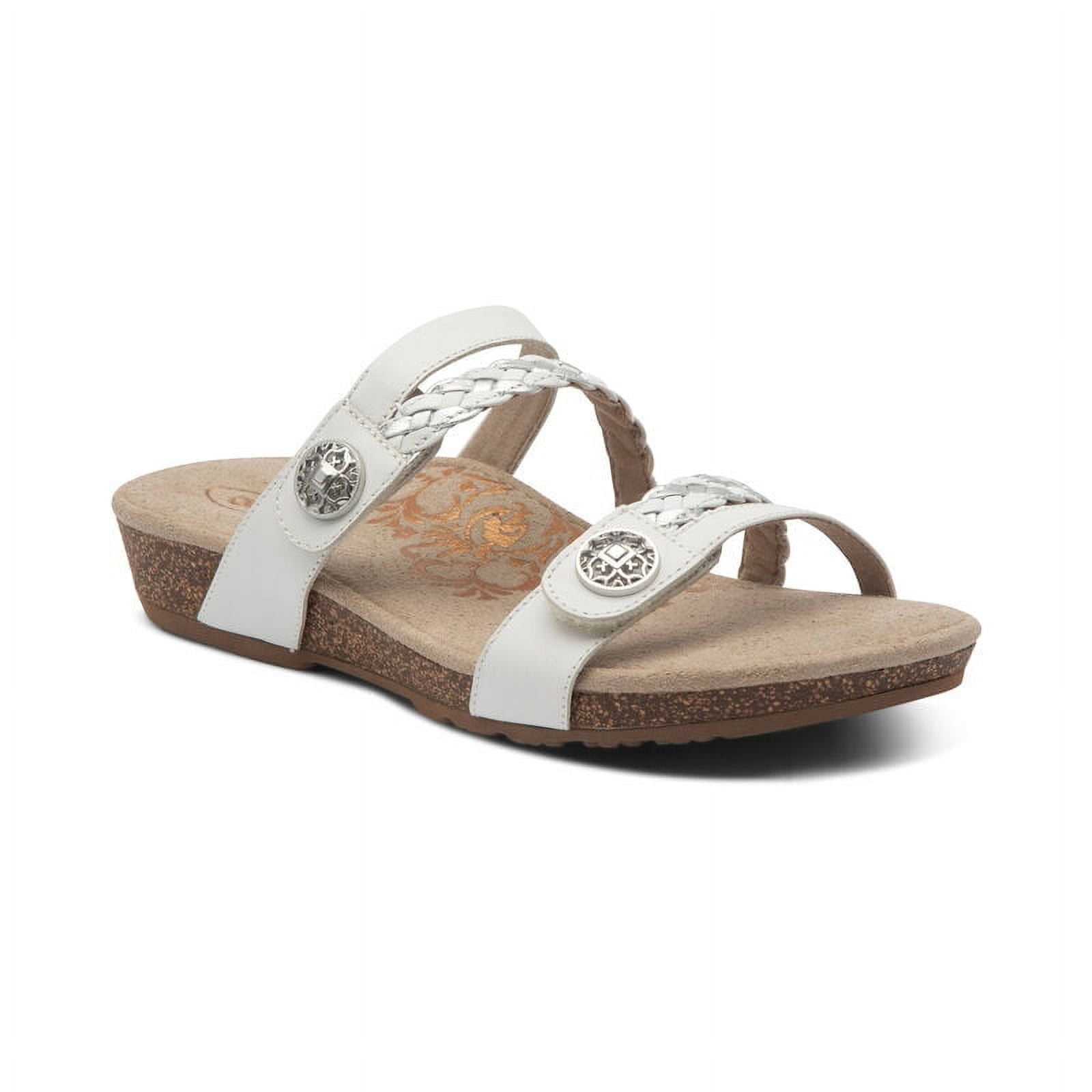 Aetrex Women's Janey Braided Orthopedic Leather Slides for Women Summer ...