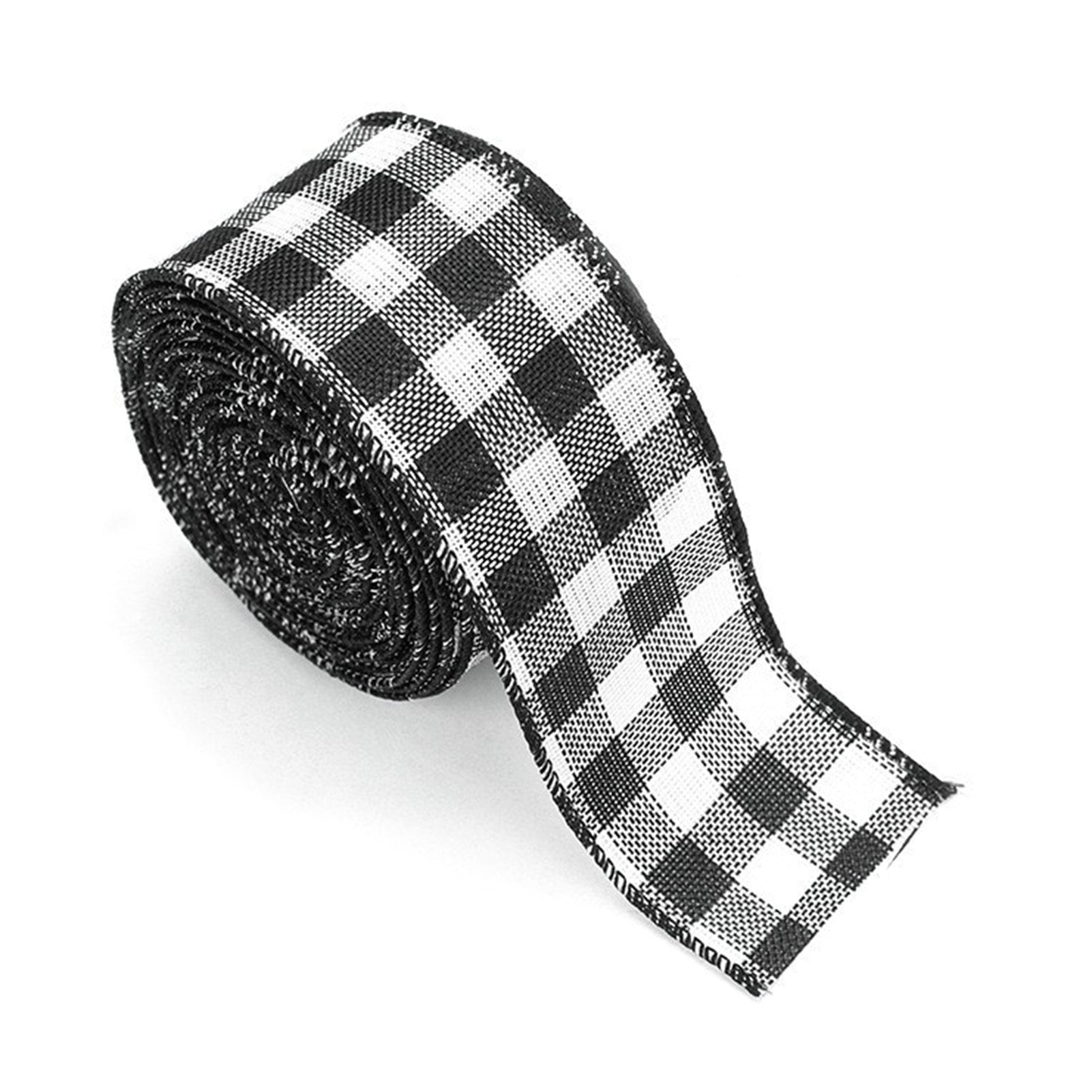 Jangslng 1 Roll 2Mx5CM Christmas Ribbon Red Black White Plaid Santa Car ...