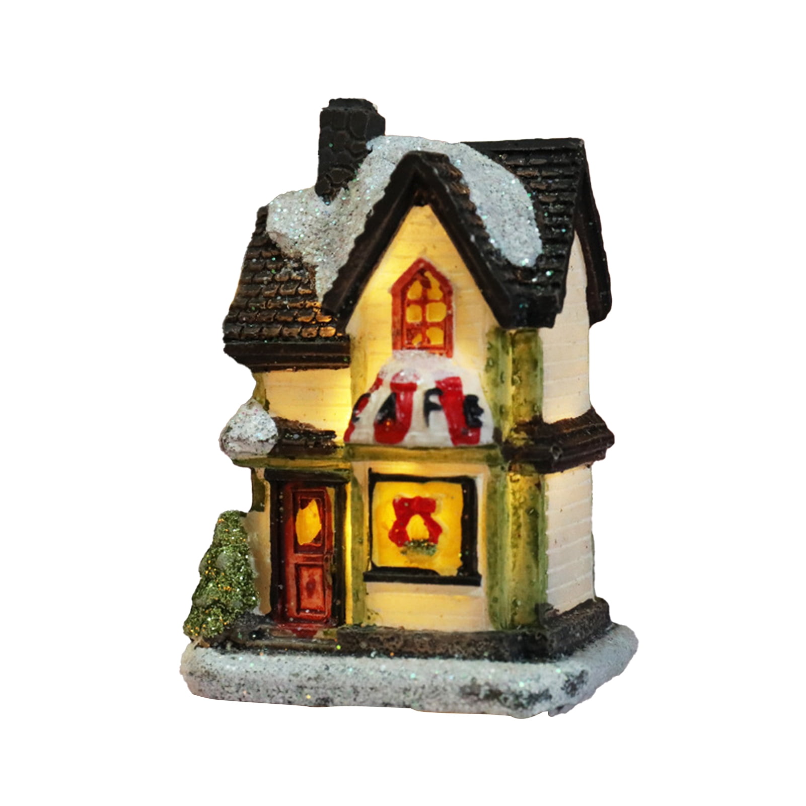 JANGSLNG 1Set Christmas House Figurine Micro Landscape Luminous Design ...