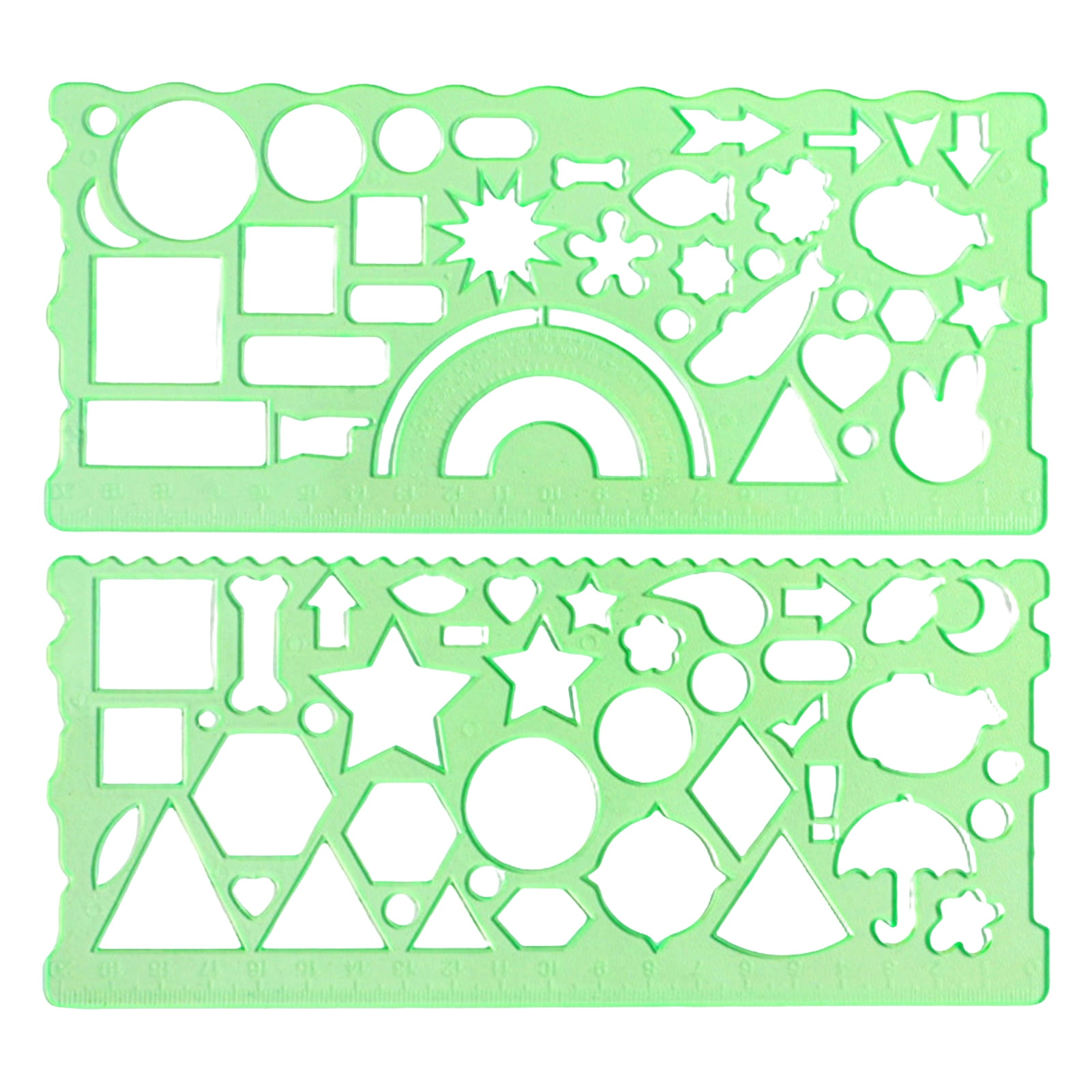 Jangslng 2Pcs Clear Geometric Drawing Ruler Multifunctional Precise And ...