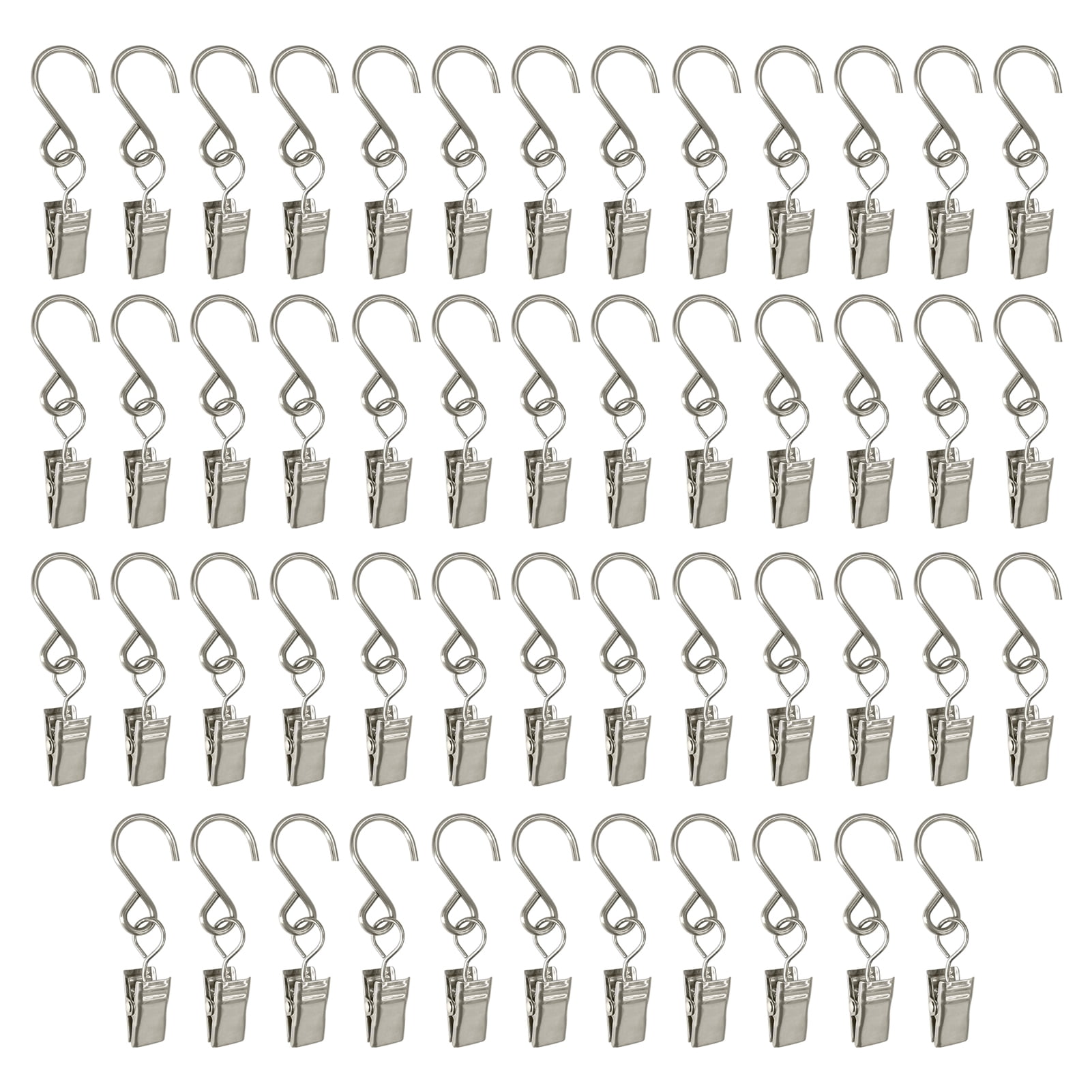 Jangslng 46Pcs Metal Curtain Clip S-shaped Hook Heavy Duty Steel Multi ...