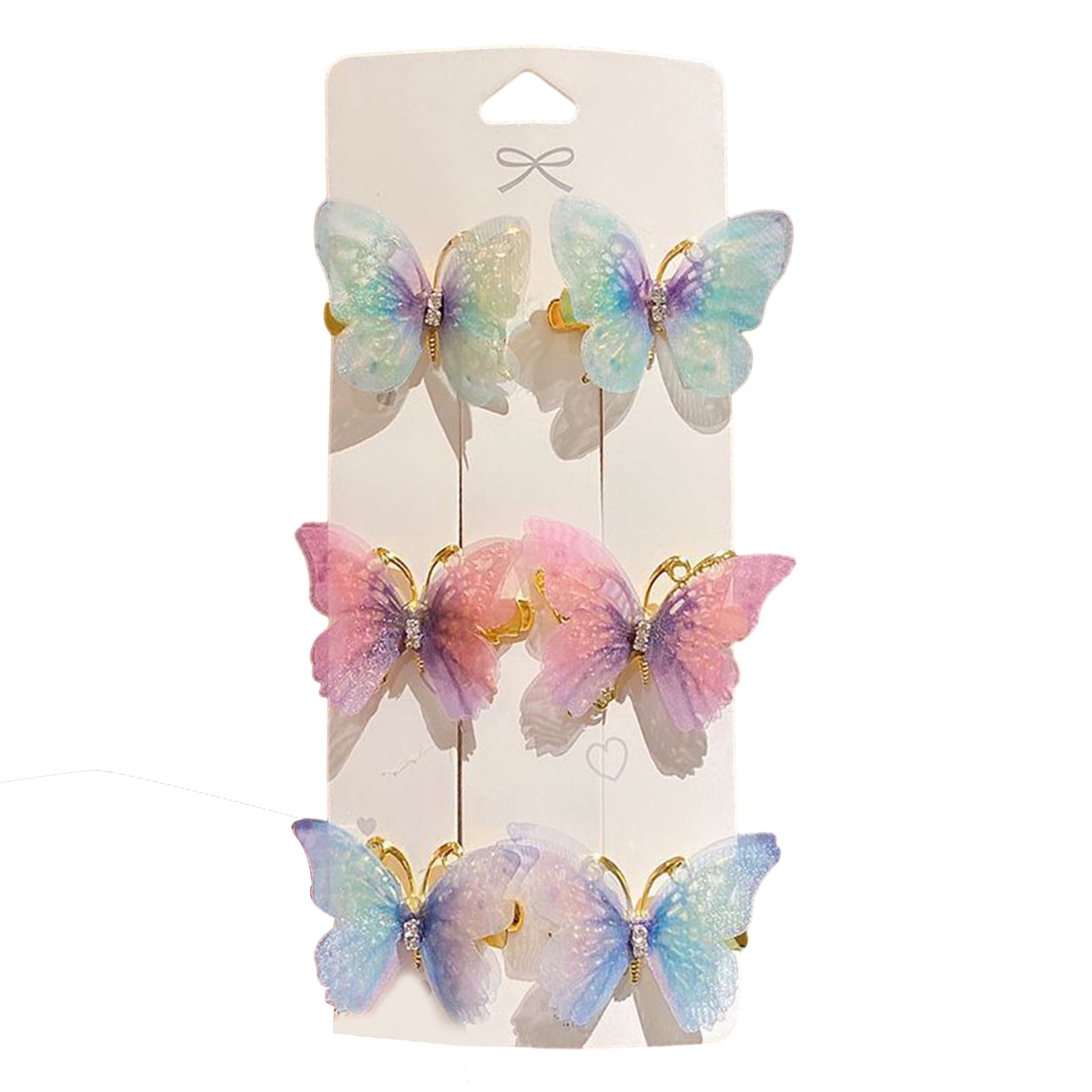 Jangslng 6Pcs Realistic Butterflies Hair Clips Shiny Wings Sweet Colors ...