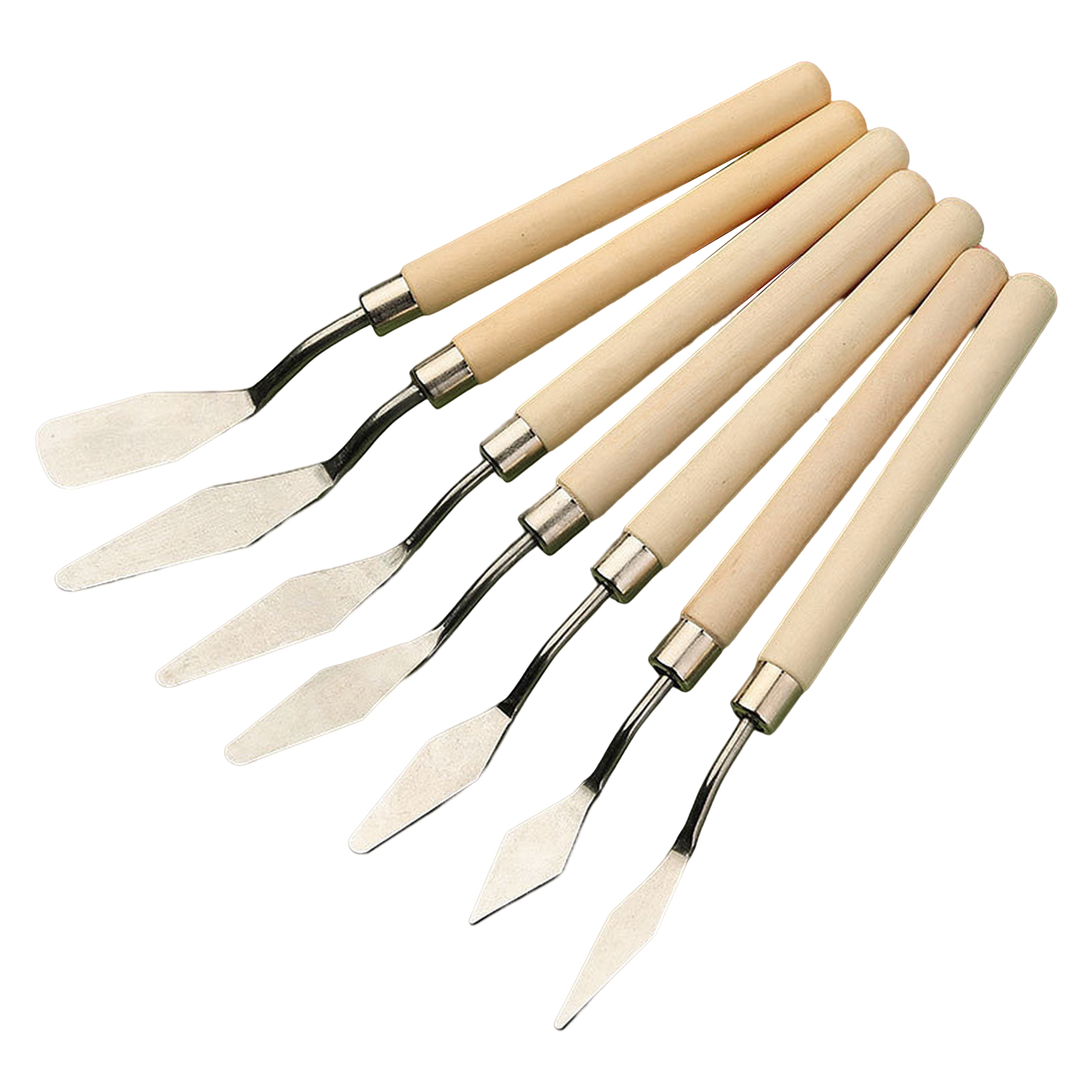 Jangslng 7Pcs/Set Painting Spatula Kit with Wooden Handle Stainless ...
