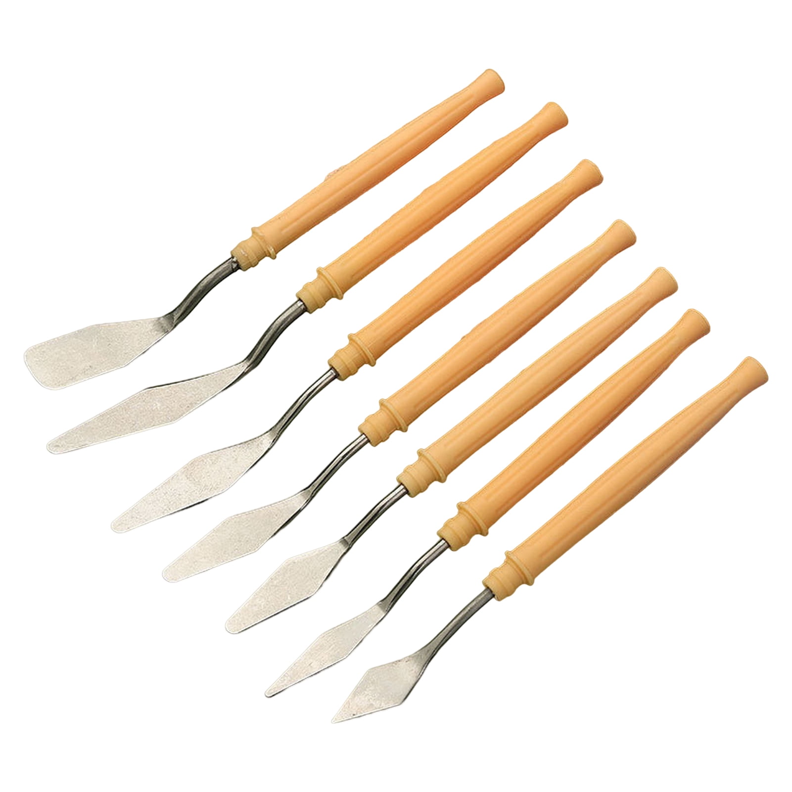 Jangslng 7Pcs/Set Painting Spatula Kit with Wooden Handle Stainless ...