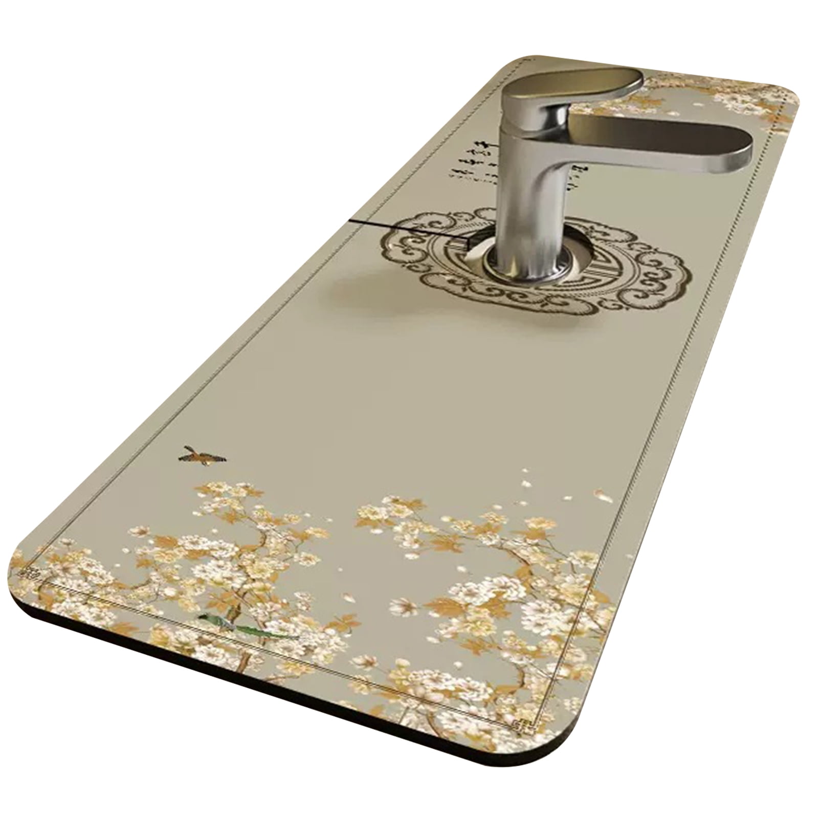 Jangslng Diatom Mud Faucet Draining Mat Chinese Floral Print Super ...