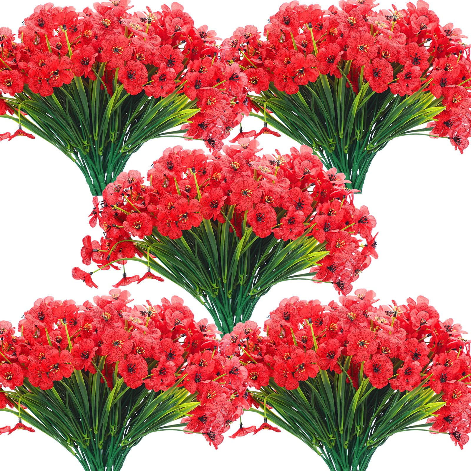 Janinka 48 Bundles Red Artificial Flowers Outdoor Faux Flowers UV ...