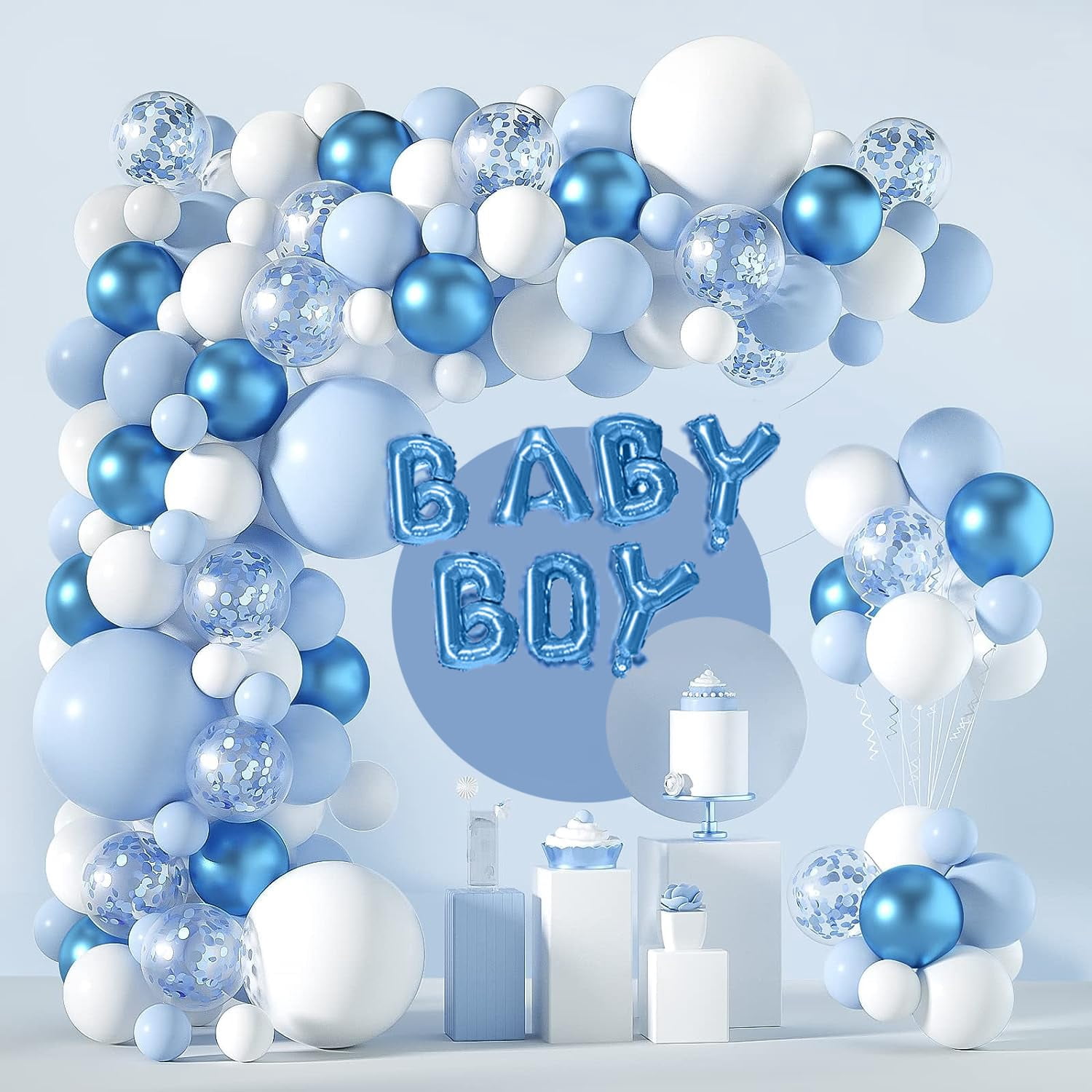 Janinus Blue And White Balloon Arch KKS1 Garland Kit - Boy Balloons ...