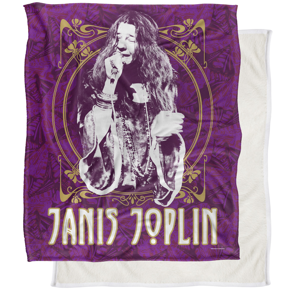 Janis Joplin Blanket, 50"x60" Janis Gold Framed Silky Touch Sherpa Back ...