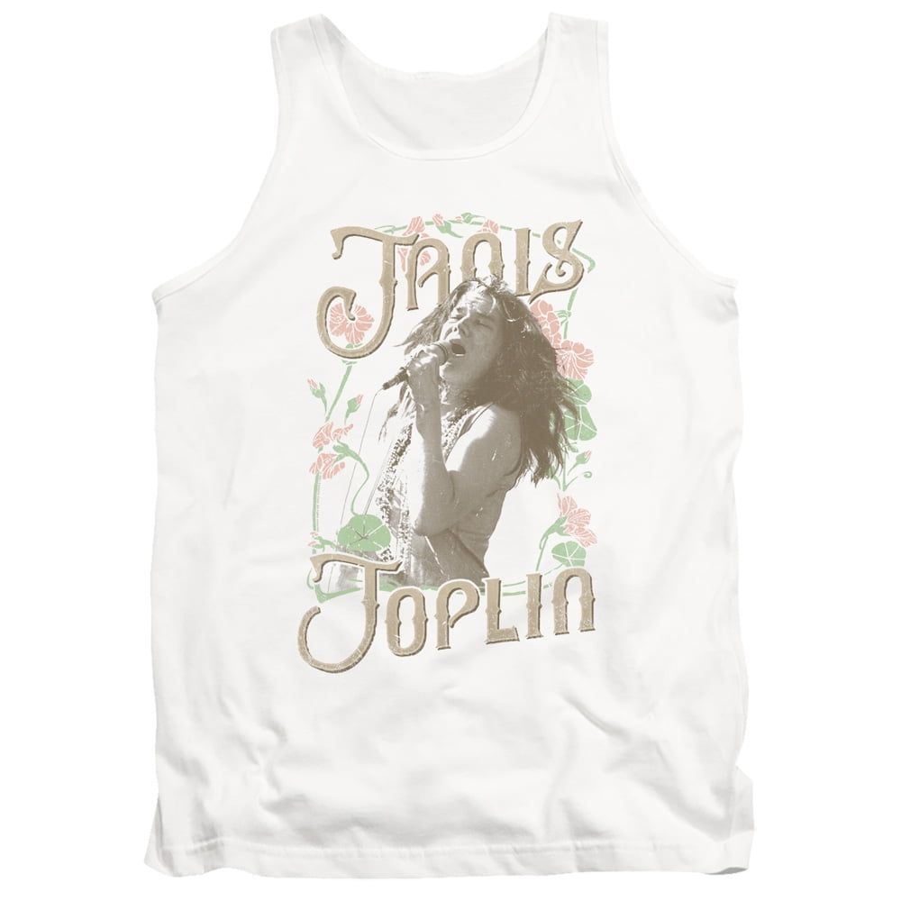 Janis Joplin Janis Floral Border Unisex Adult Tank Top,White, Large ...