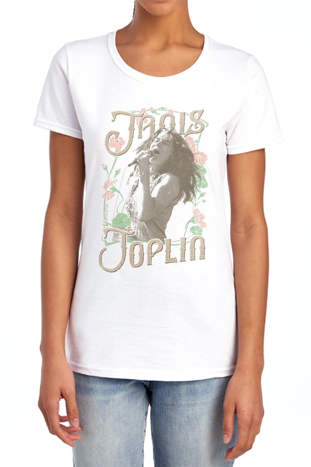 Janis Joplin Janis Floral Border Women's T Shirt,Janis Floral Border ...