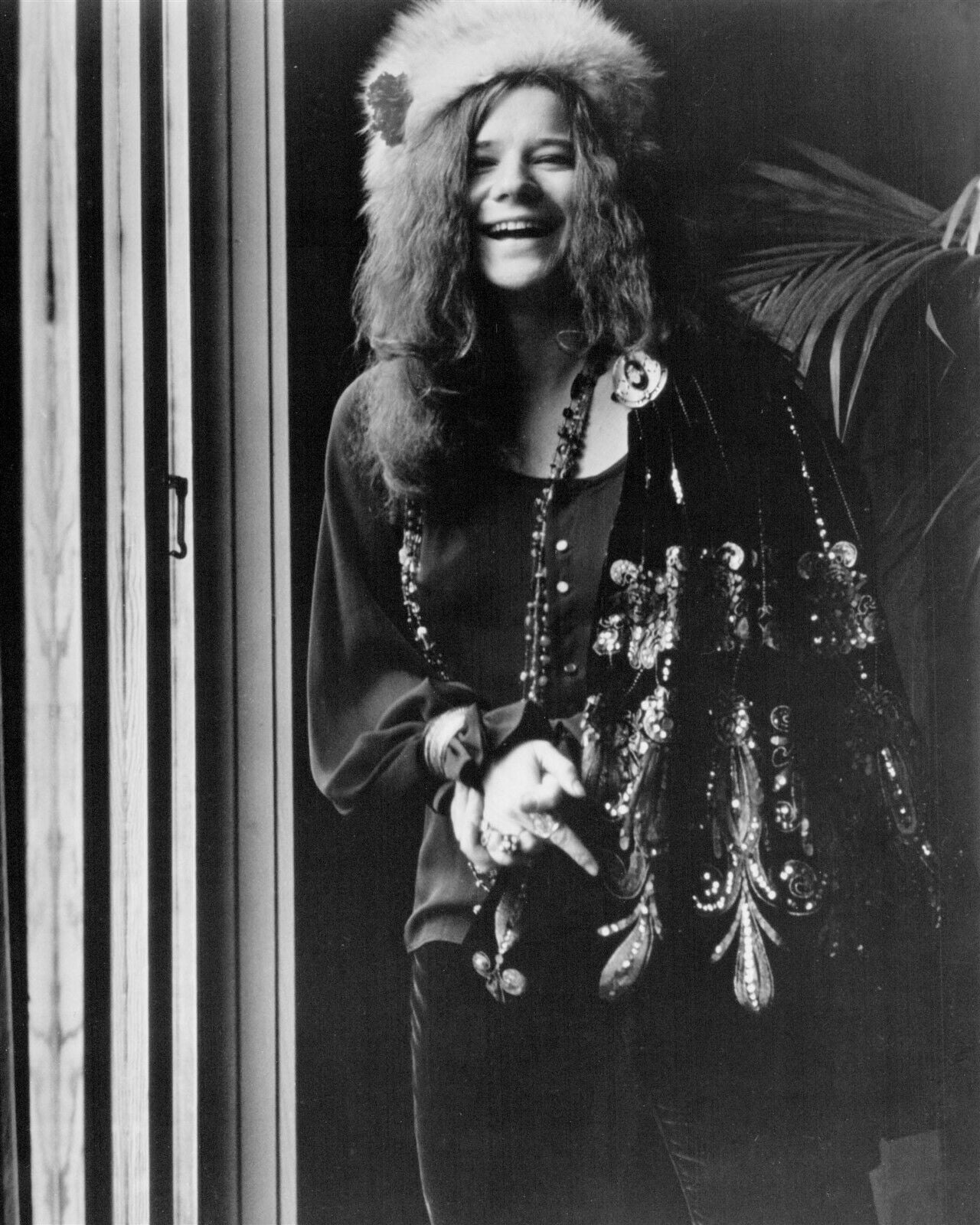 Janis Joplin laughing wearing fur hat 1975 documentary Janis 8x10 inch ...