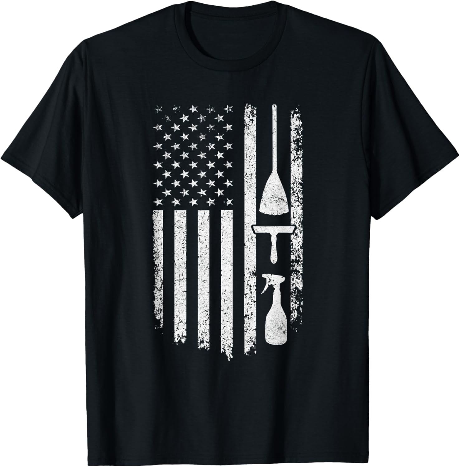 Janitor Cleaning Equipment House Cleaner Housekeeper US Flag T-Shirt ...