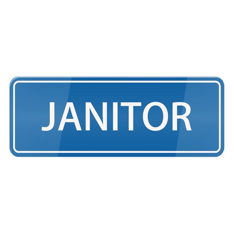 Janitor Sign, 10 X 3 Inch Acrylic Plastic Sign With Symbols, Self ...