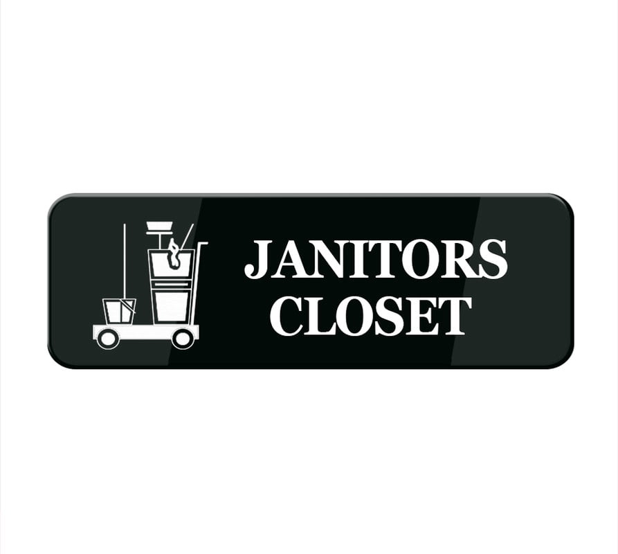 Janitors Closet Sign, Self Adhesive Sign For Door Or Wall 10 X 3 Inch ...