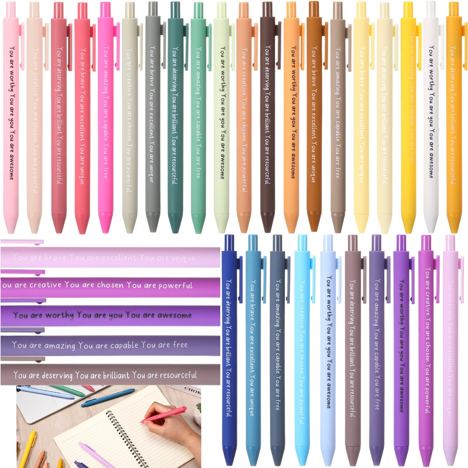 Janlaugh 60 Pcs Inspirational Pens Bulk Quotes Motivational Ballpoint ...