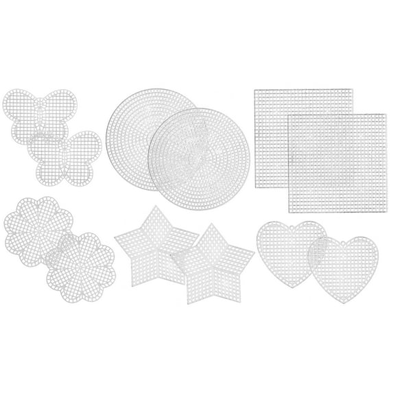 Janlynn 7 Count Clear Plastic Canvas, Pre-Cut Shapes (12 Pieces ...