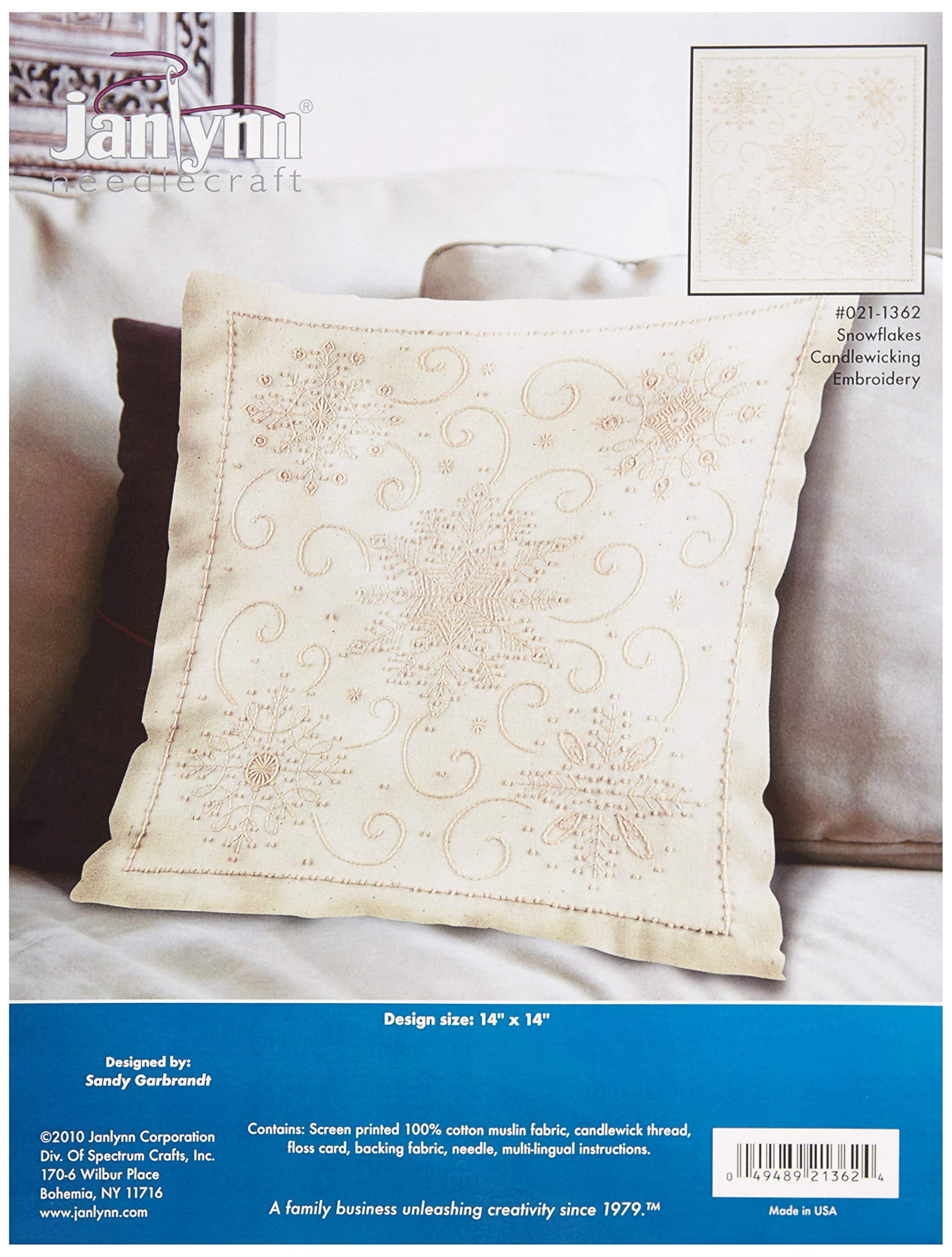 Janlynn Candlewicking Embroidery Kit 14"X14"-Snowflakes-Stitched In ...