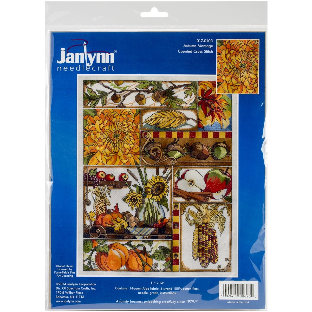 Janlynn Counted Cross Stitch Kit 11"X14"-Autumn Montage (14 Count ...