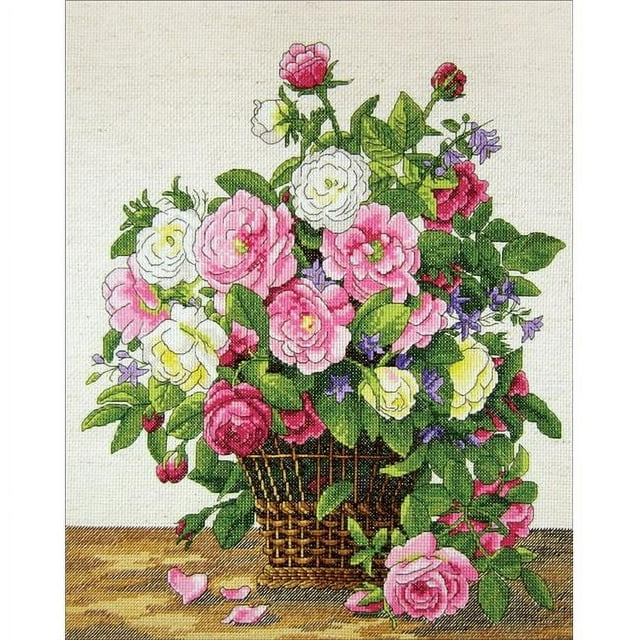 Janlynn Counted Cross Stitch Kit 12"X14"-Roses (14 Count) - Walmart.com