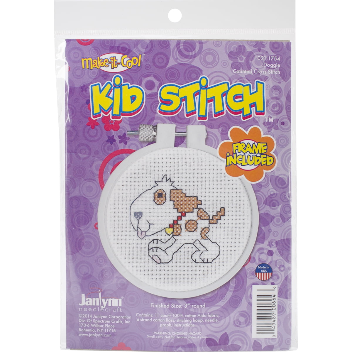 Janlynn 21-1754 Kid Stitch Doggie Mini Counted Cross Stitch Kit-3 ...