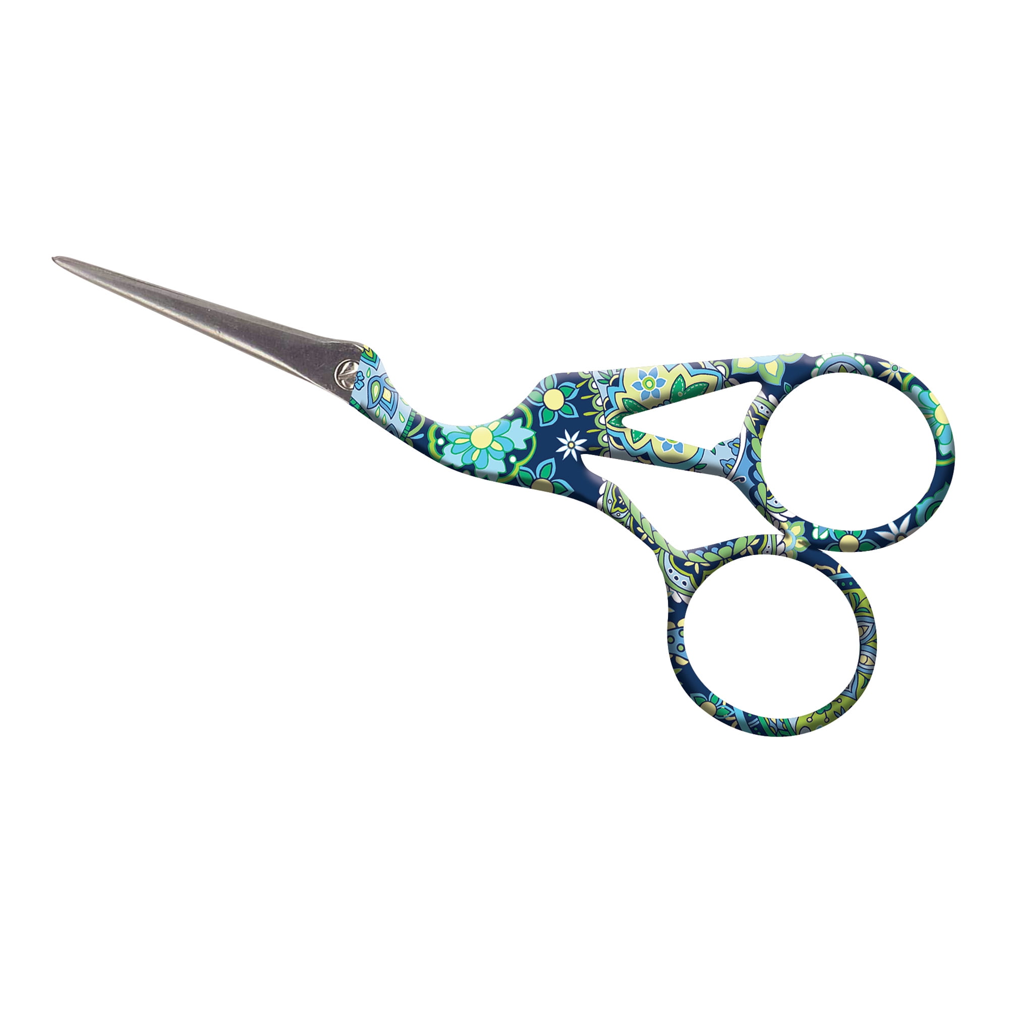 Janlynn Sharp Tip Blue Paisley Stork Scissor 4 5/8 inch for Embroidery ...