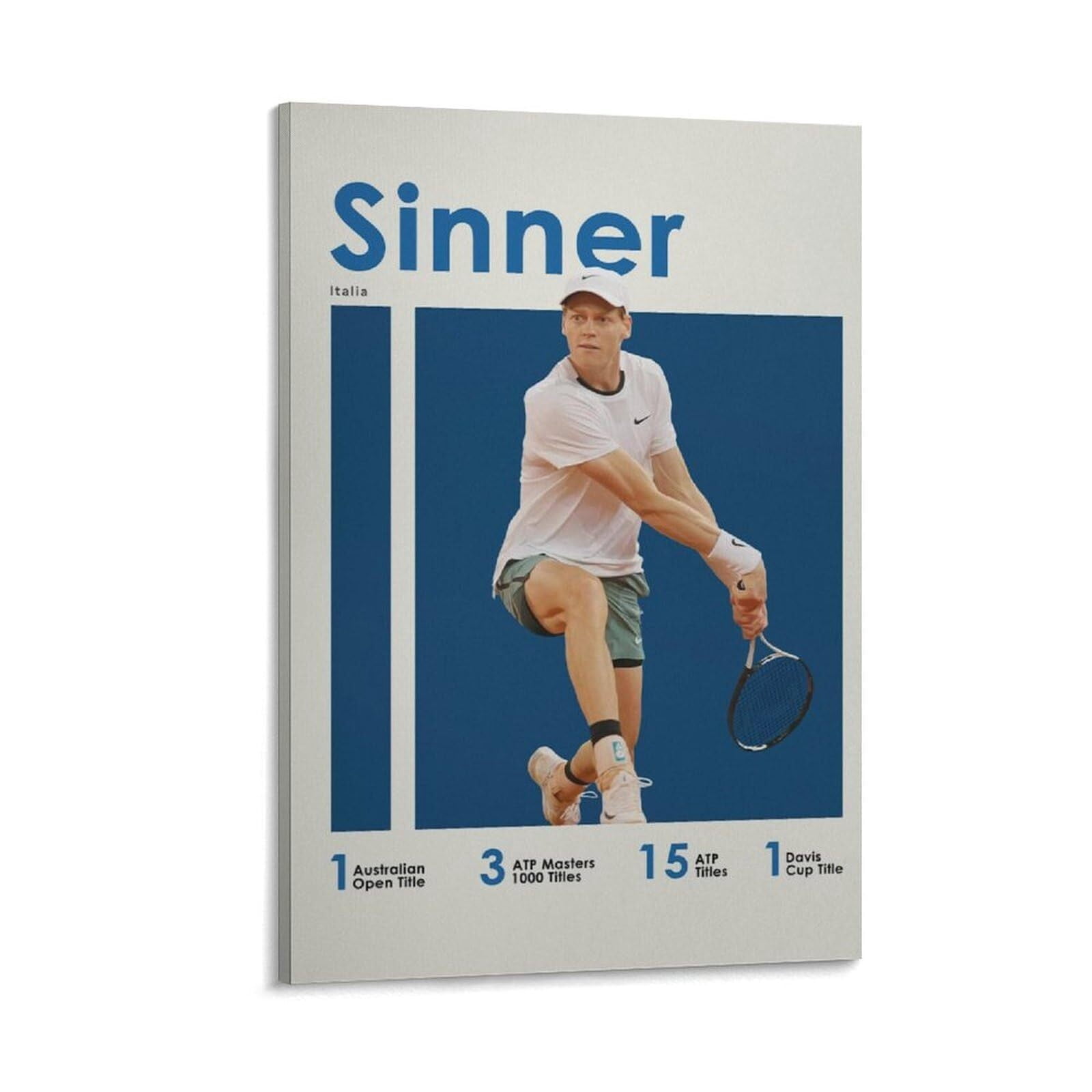 Jannik Sinner Poster Tennis Picture Canvas Poster (7) Wall Art Poster ...