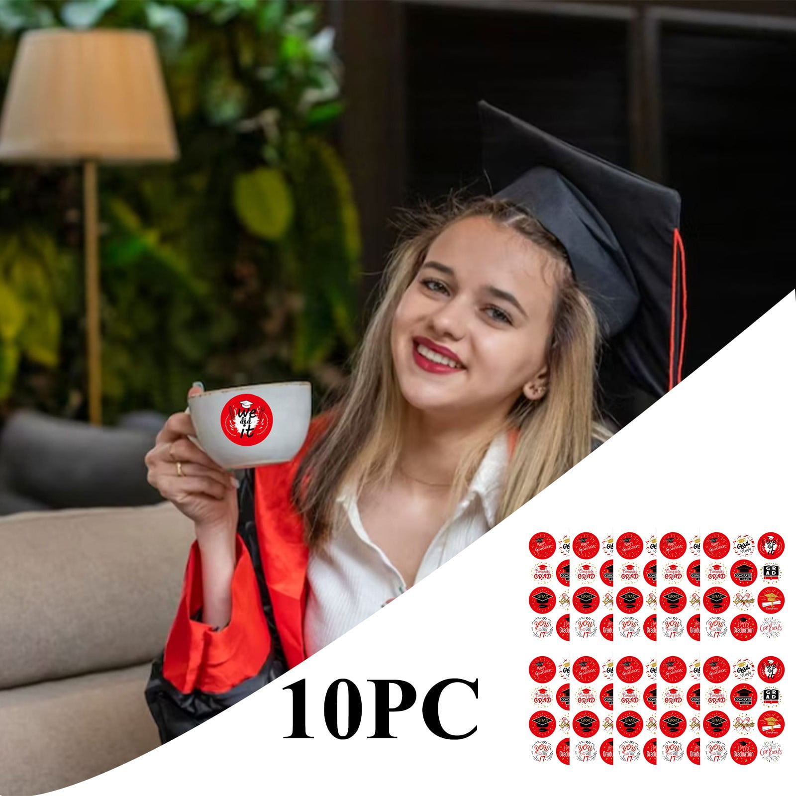Jannly 10PC Red Graduation Stickers Class Of 2024 Stickers Congrats ...