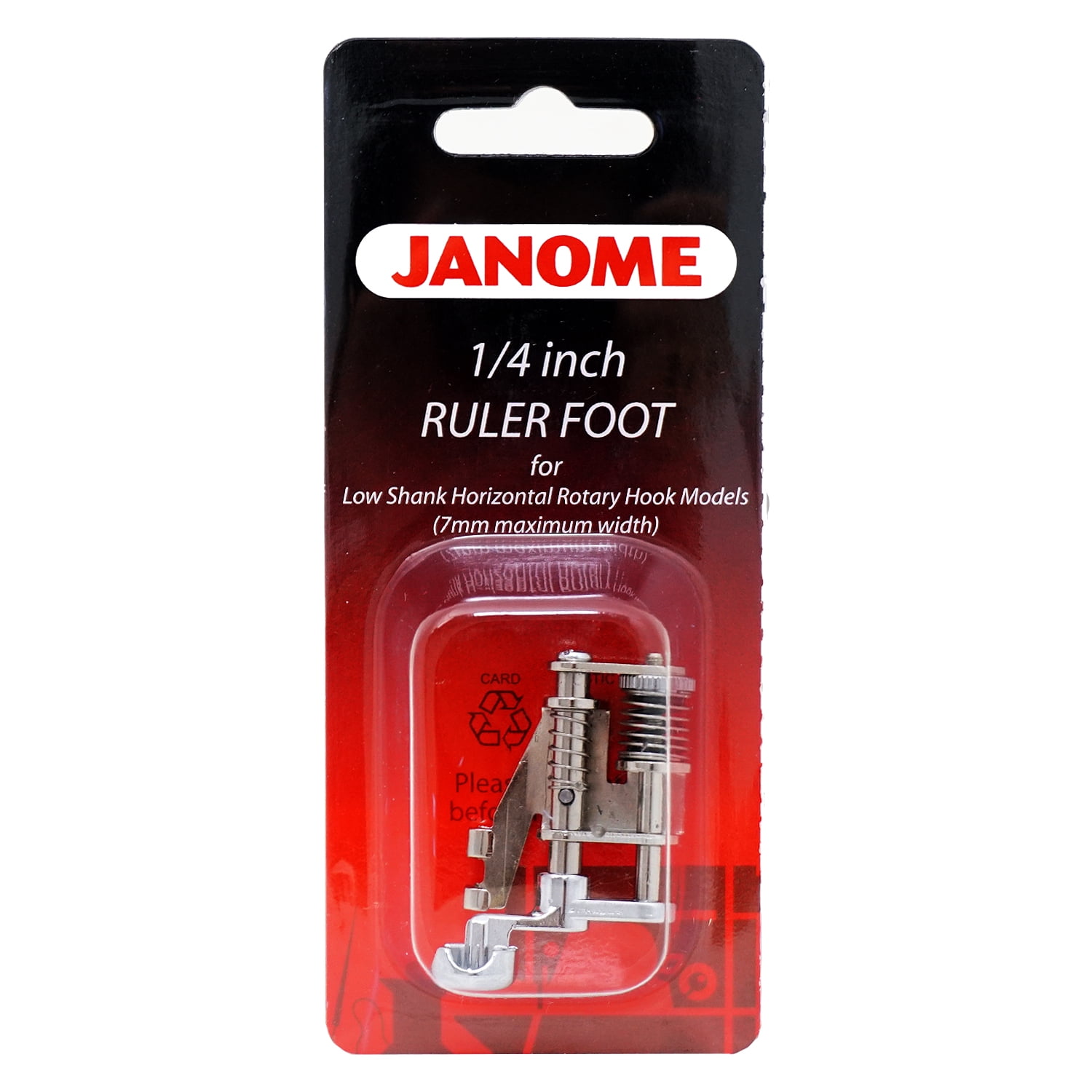 Janome 1/4 Inch Ruler Foot for Low-Shank Horizontal Rotary Hook Models ...