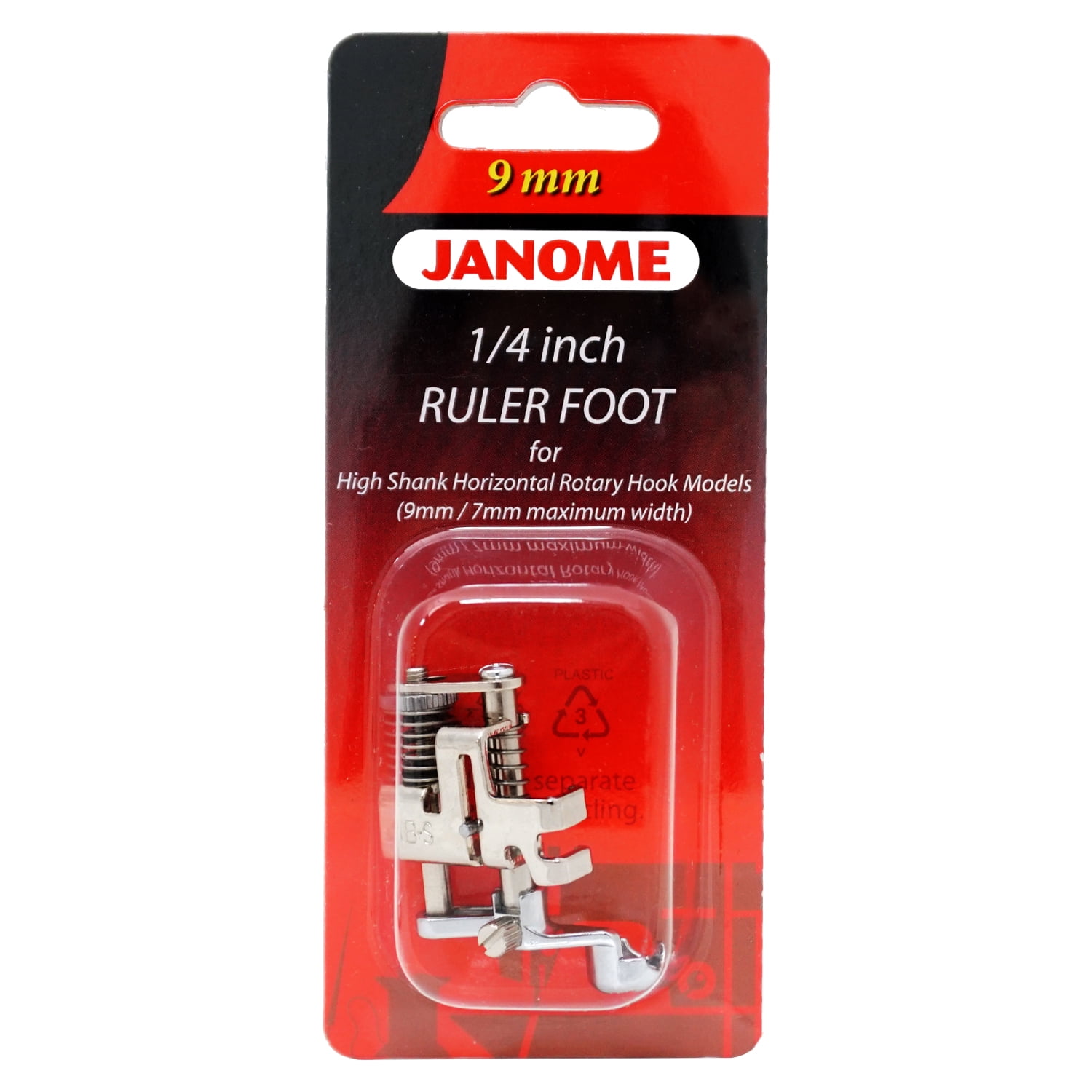 Janome 1/4" Ruler foot for High-Shank Horizontal Rotary Hook Models (9 ...