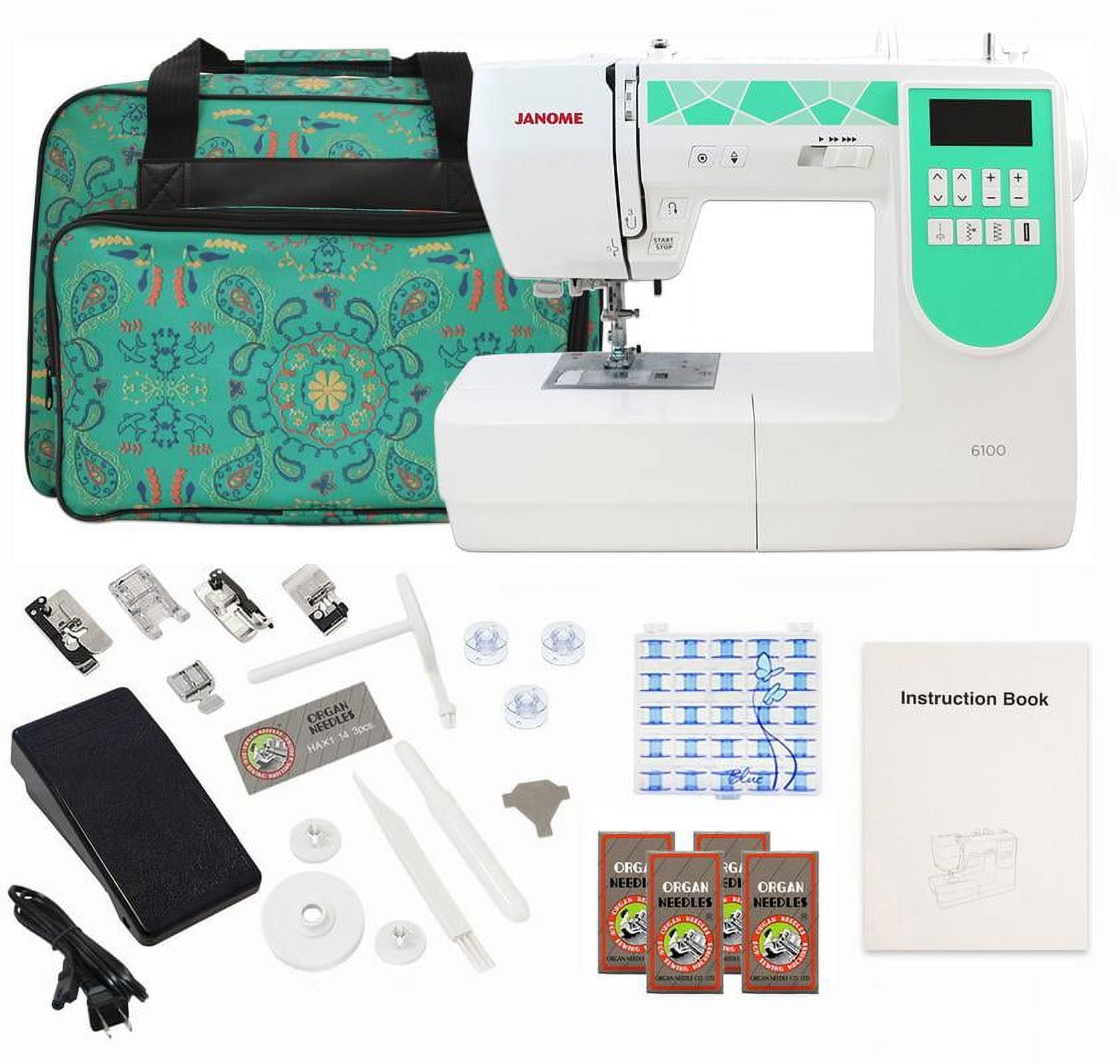 Janome 6100 Computerized Sewing Machine with Exclusive Bonus Bundle - Walmart.com