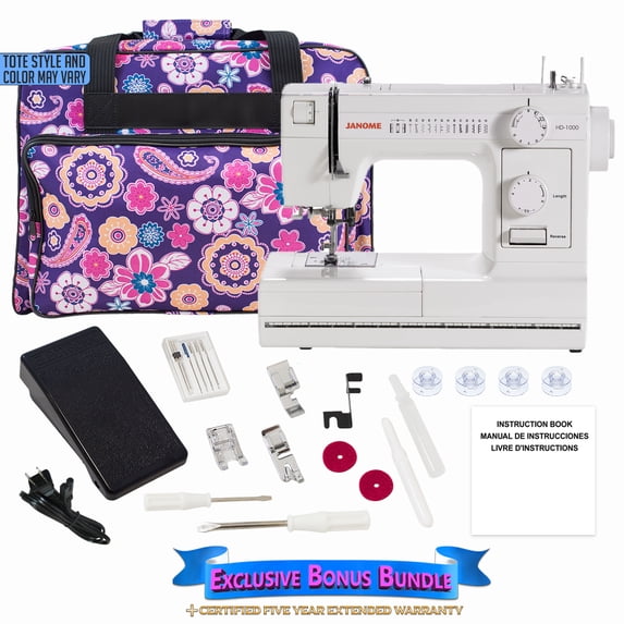Janome HD1000 Heavy-Duty Sewing Machine with 14 Stitches, Built-in ...