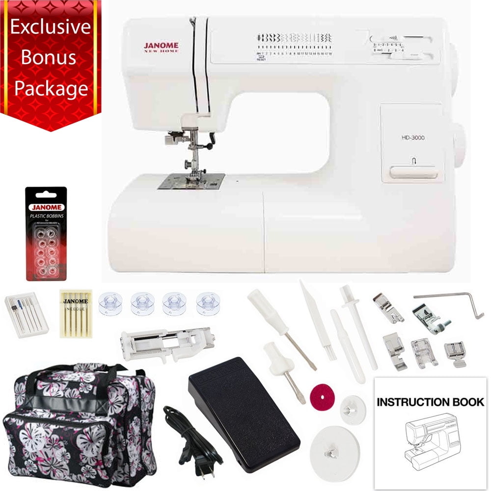 Janome HD3000 Mechanical Sewing Machine w/ Bonus Package! - Walmart.com
