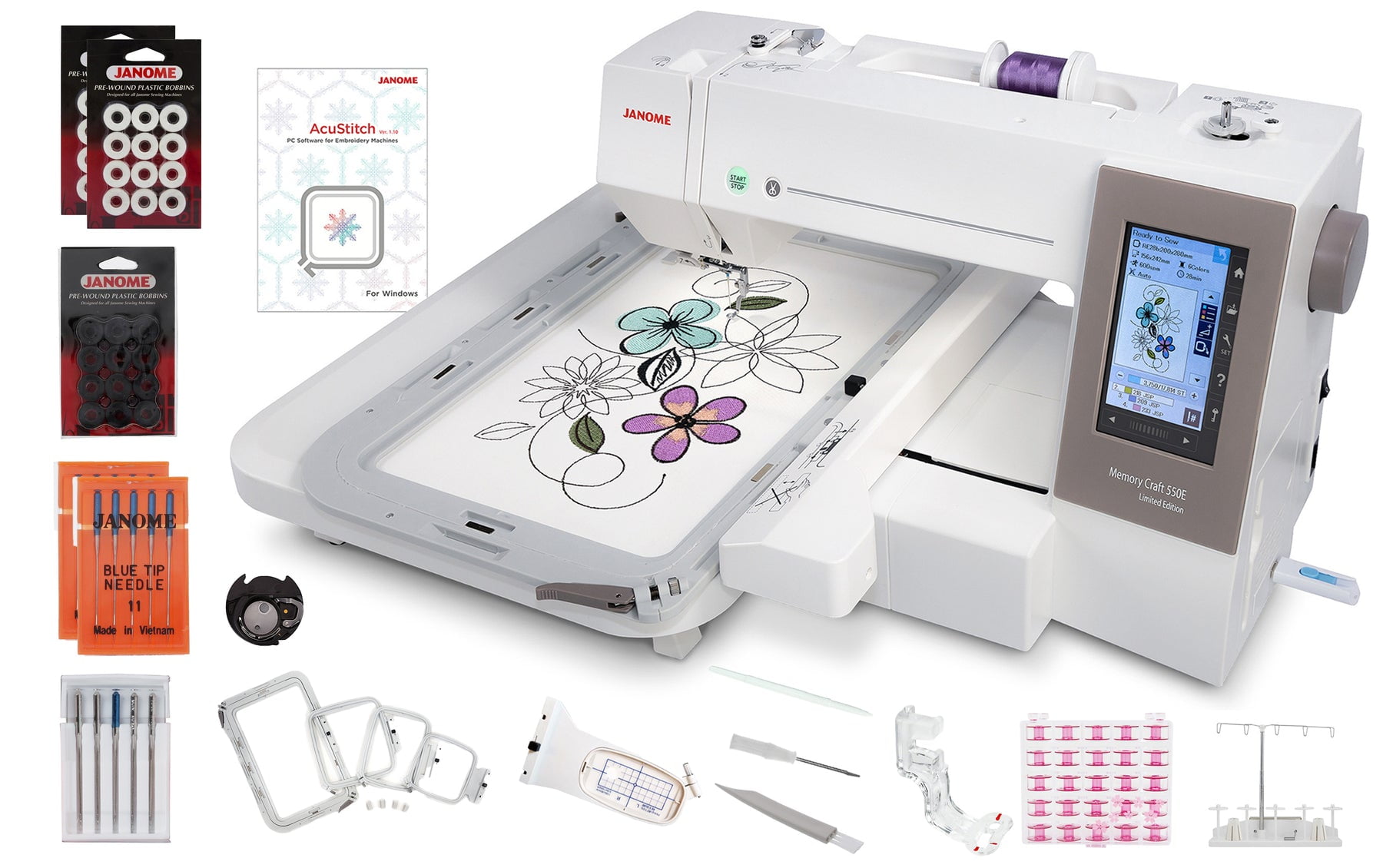 Janome Memory Craft 550E Limited Edition Embroidery Machine with ...