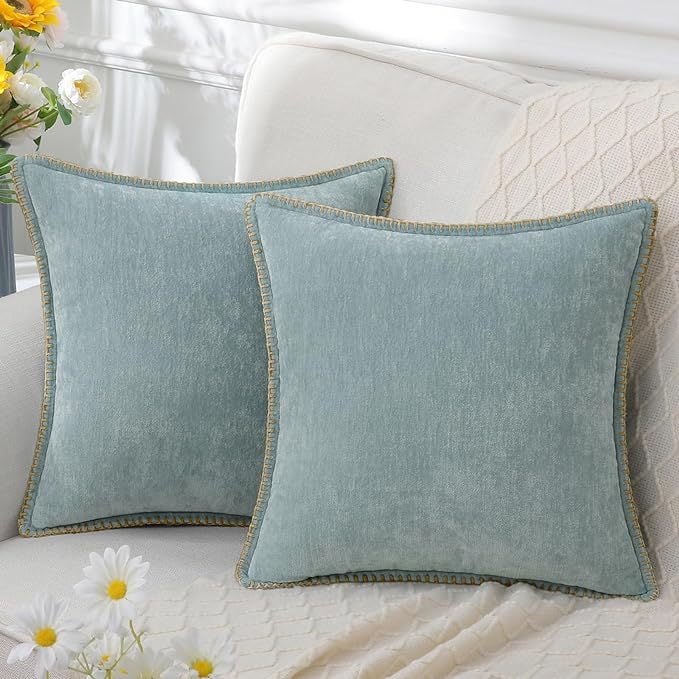 Janrevotw 2 Pieces Plain Pillow Covers Scandinavian Style Solid Color ...