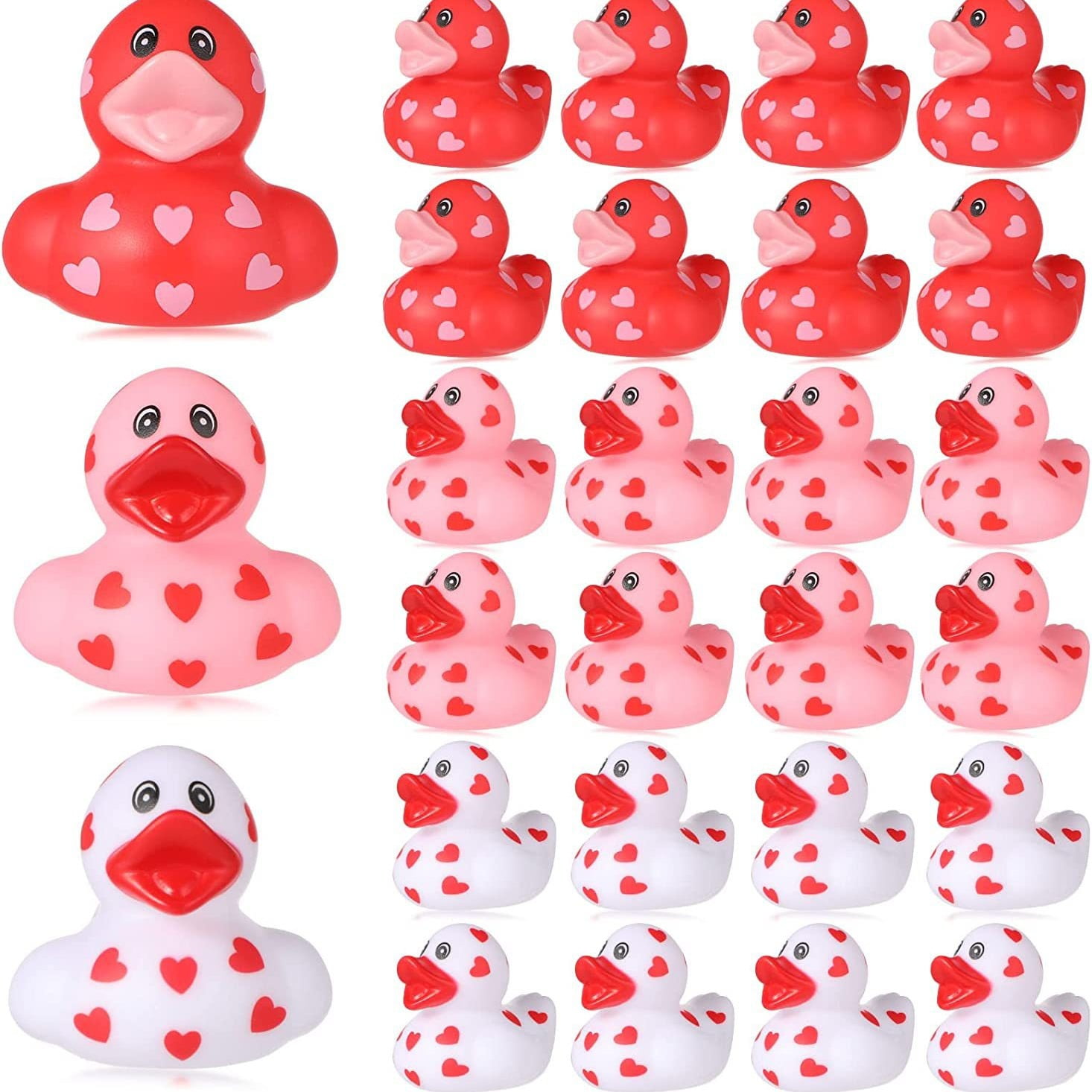 Janrevotw 24 Pieces Mini Valentine'S Day Rubber Duck Vinyl Valentine'S ...